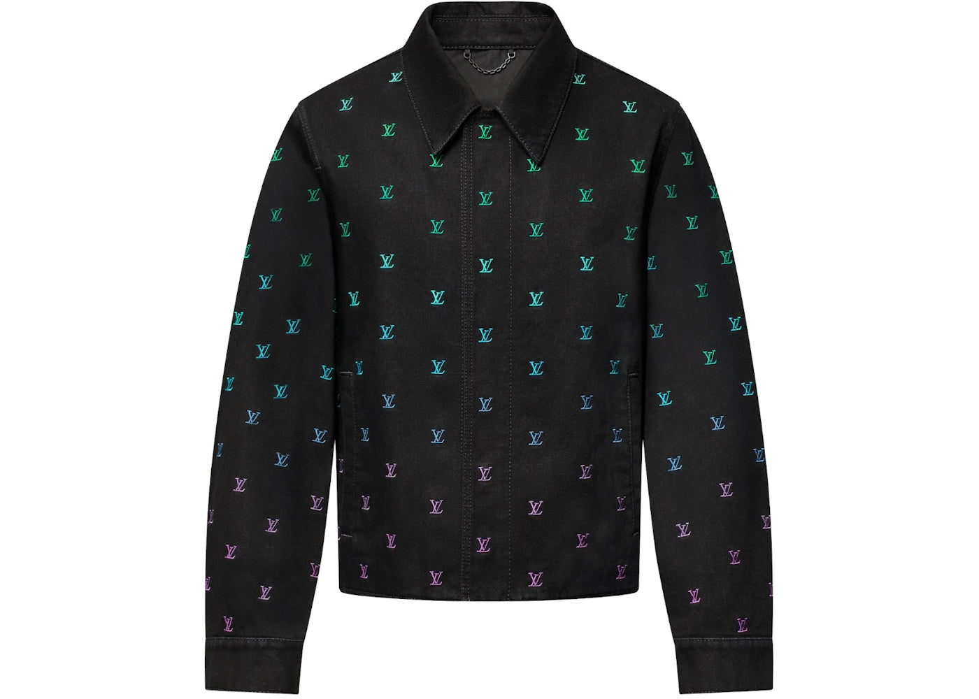 Louis Vuitton LV Blason Gradient Embroidered Denim Coach Jacket Black ...