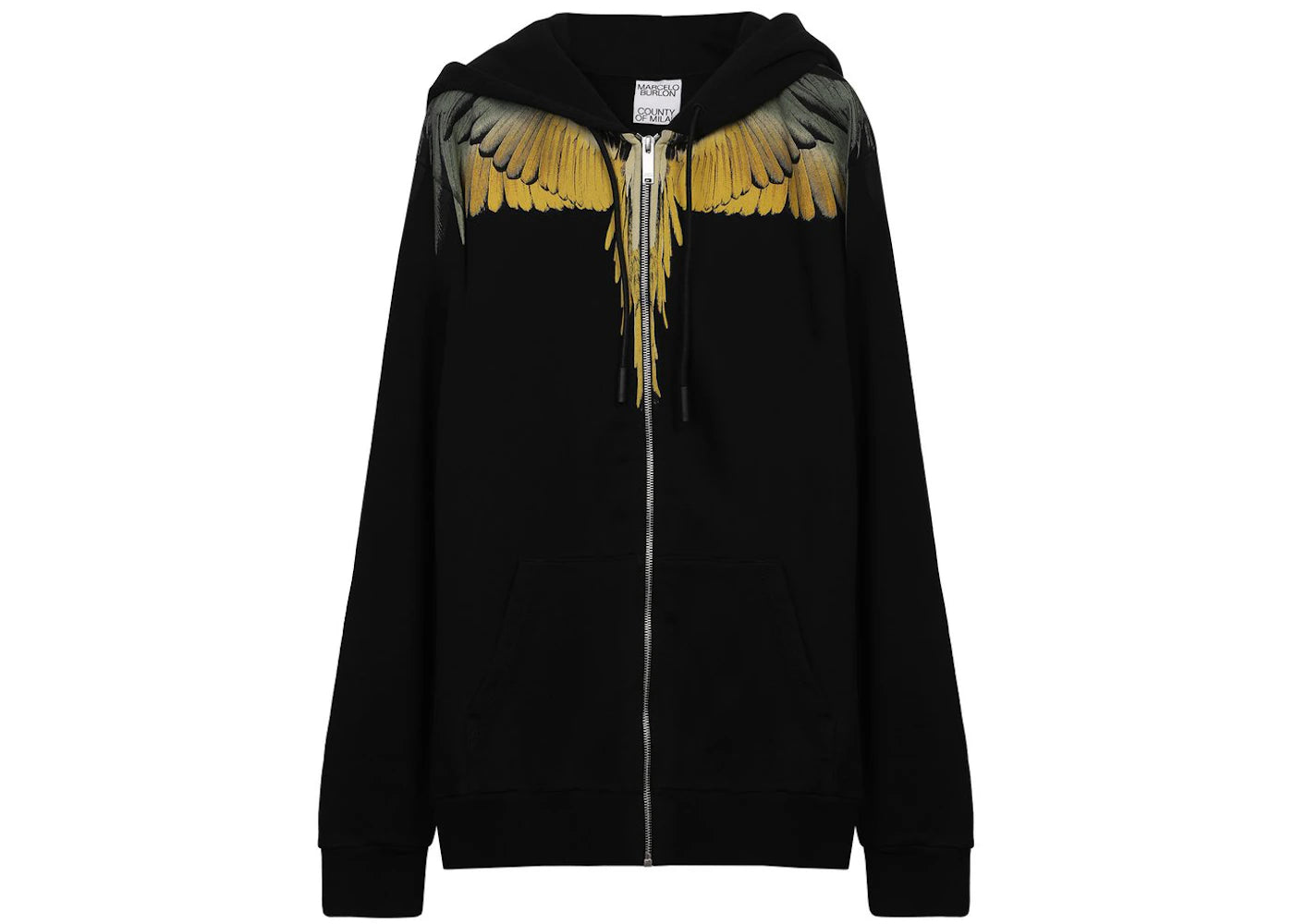 Marcelo Burlon Wings Zip Up Hoodie Black/Yellow – Side Kicks