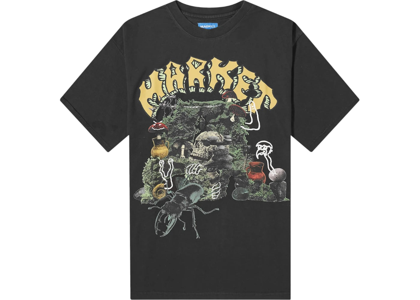 Market Grotto T-Shirt Washed Black – Side Kicks
