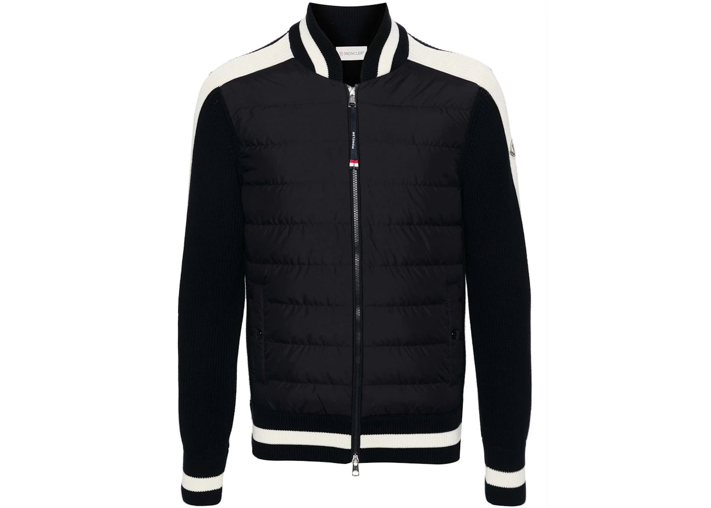 Moncler Quilted-Panel Cotton Jacket Blue/White – Side Kicks