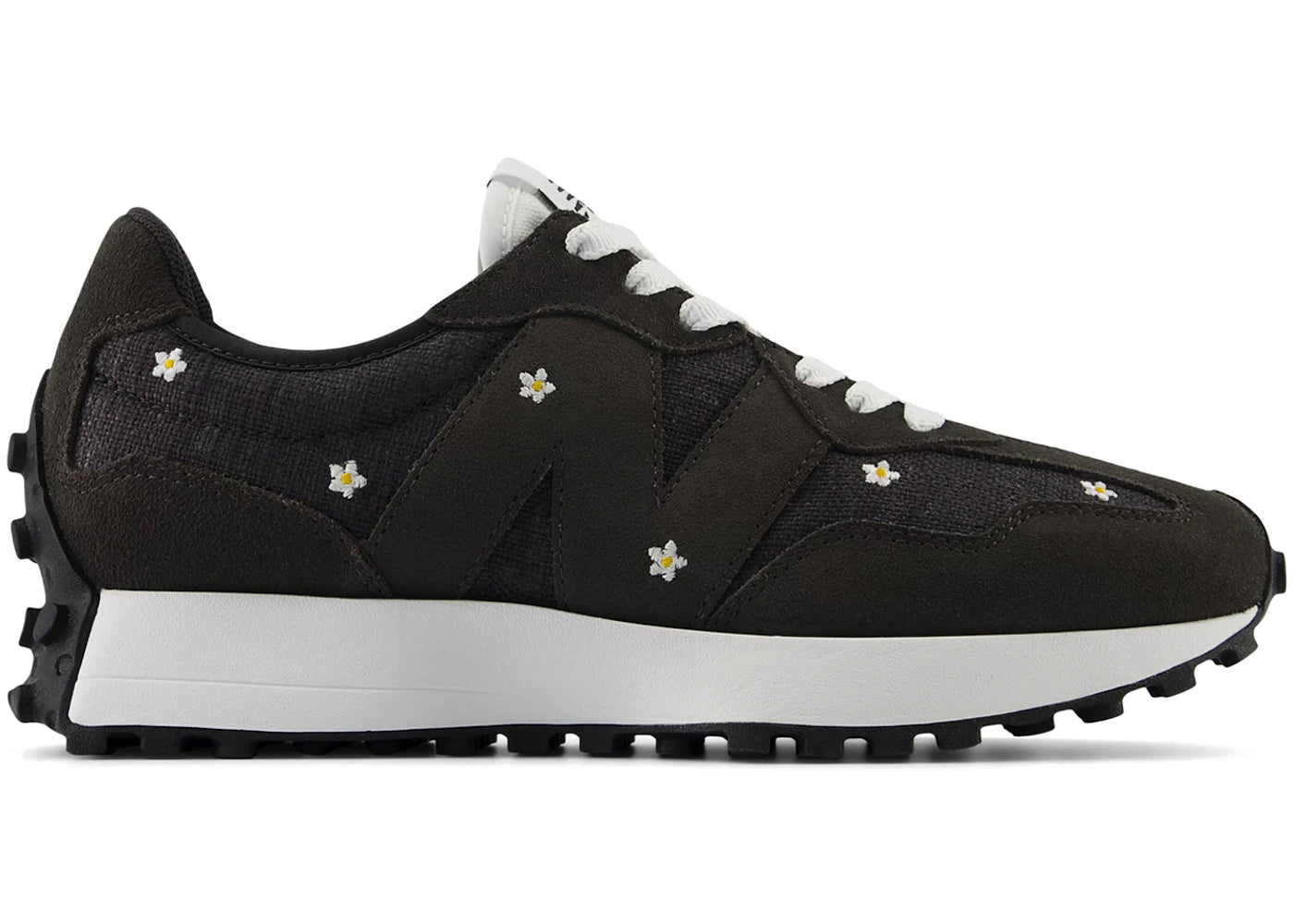 New Balance 327 Black Cement Floral Embroidery (Women's) – Side Kicks