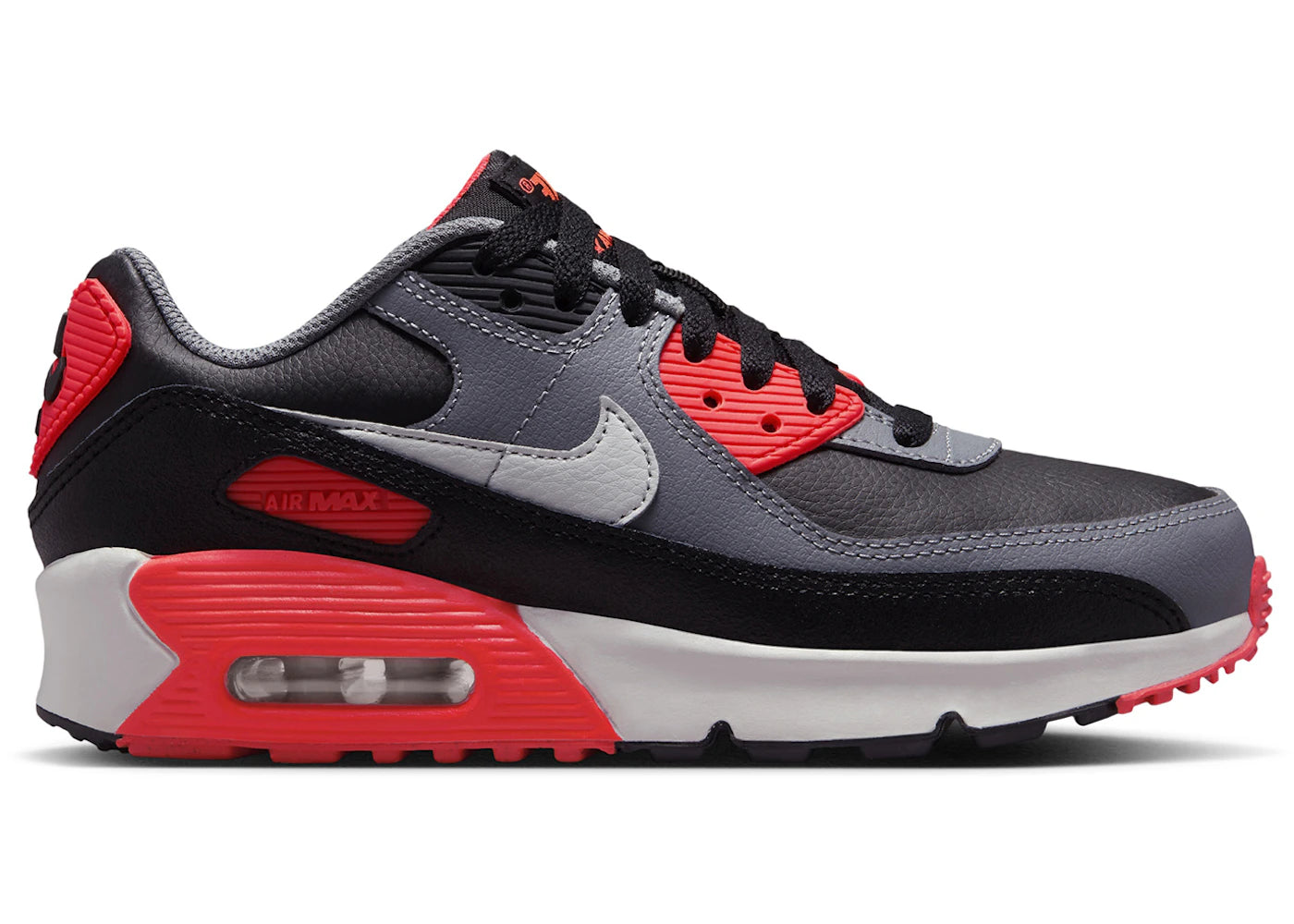 Nike Air Max 90 Black Cool Grey Bright Crimson Photon Dust (GS) – Side ...