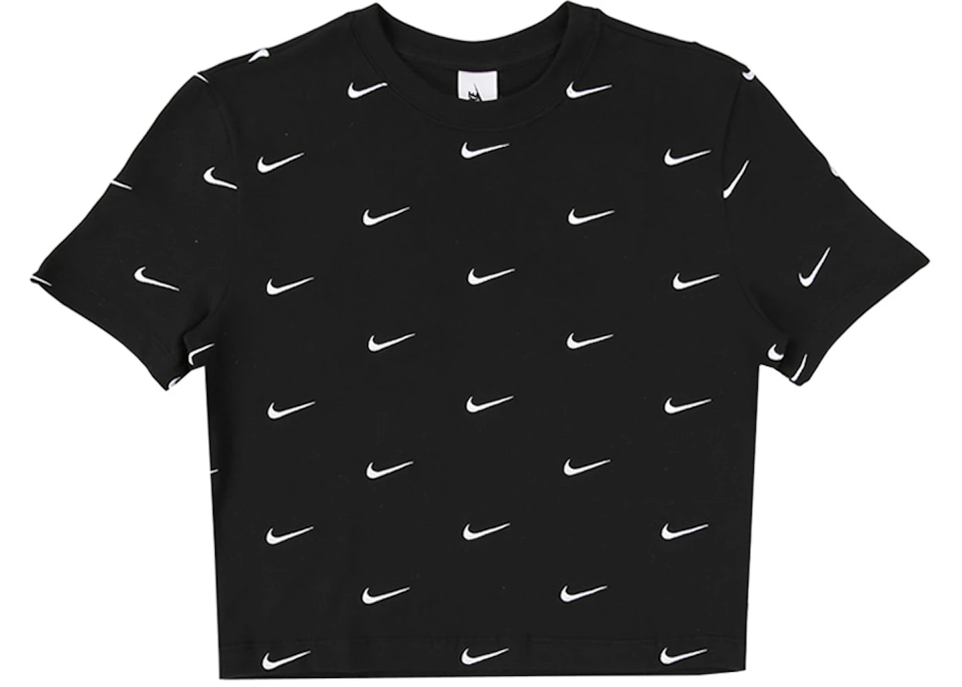 Nike All Over Swoosh Logo Cropped T-shirt Black – Side Kicks