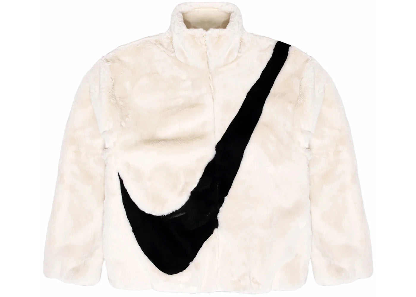 Nike Sportswear Women's Oversized Swoosh Logo Faux Fur Jacket Fossil/B ...