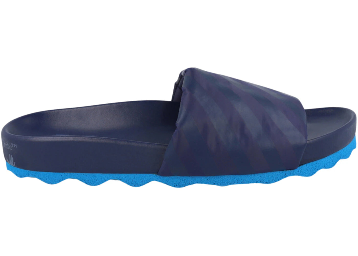OFF WHITE Diag Strip Slides Electric Blue – Side Kicks