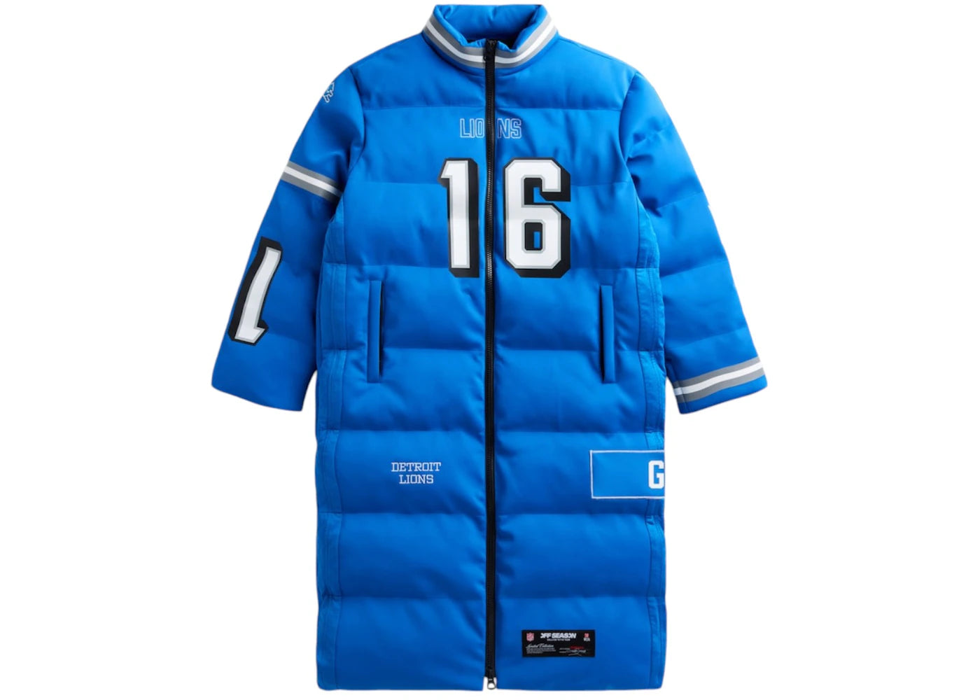 Off Season x NFL Jared Goff Detroit Lions Player Puffer Long Coat Blue ...