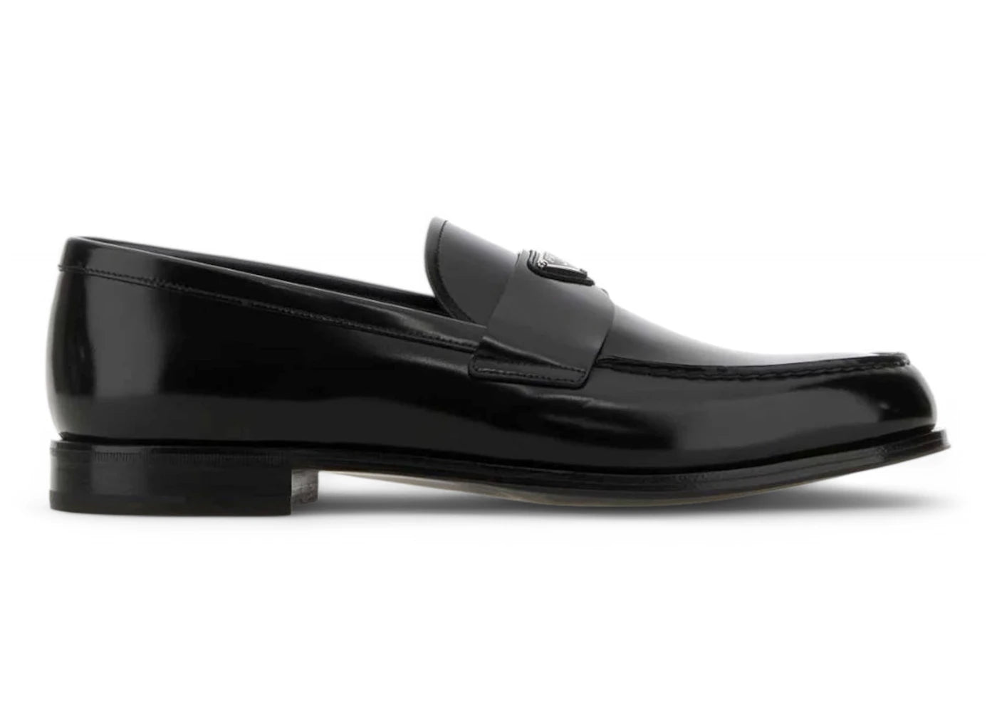 Prada Enamel-Triangle-Logo Slip-On Loafers Black – Side Kicks