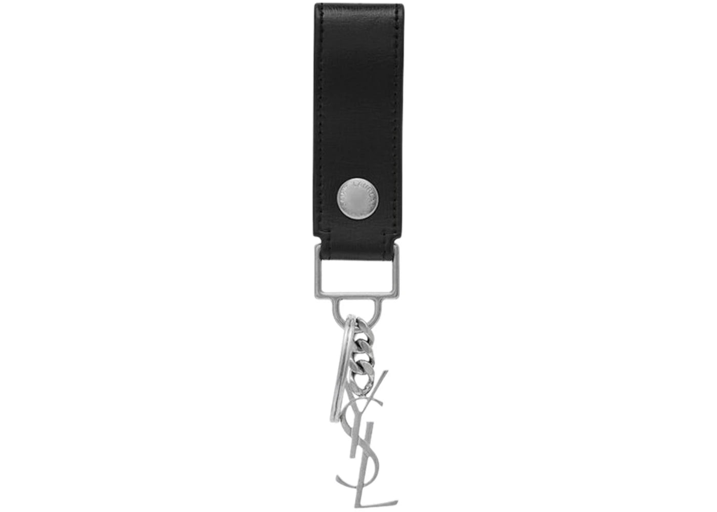 Saint Laurent Cassandre Key Ring In Smooth Leather Black – Side Kicks