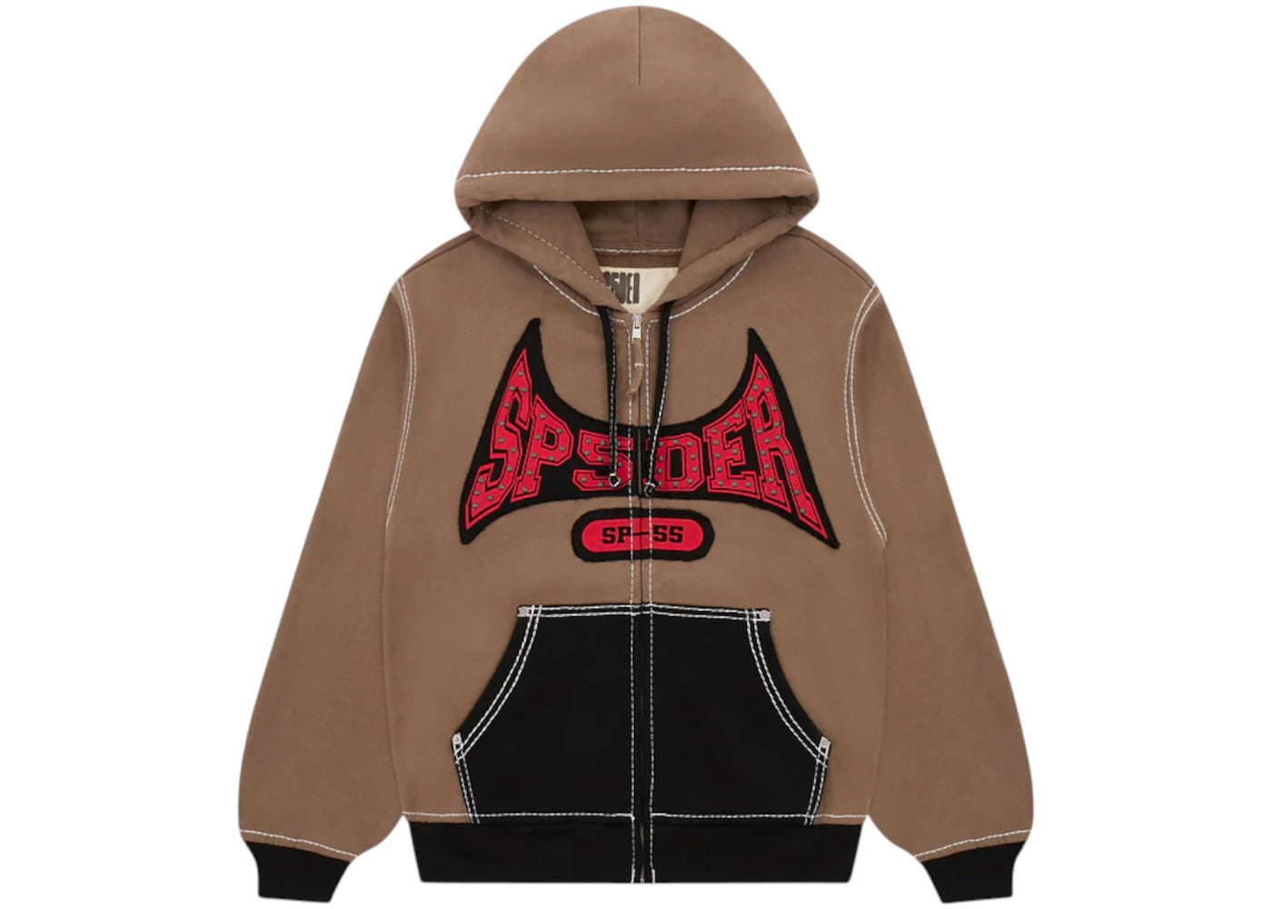 Sp5der T&F Zip Hoodie Brown – Side Kicks