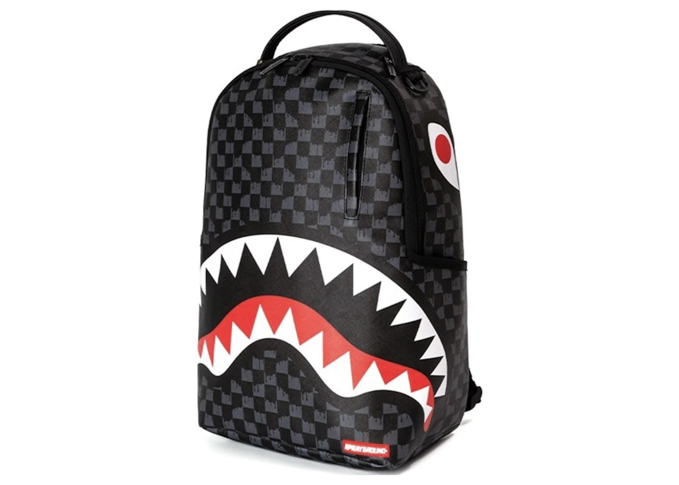 Sprayground Drip Check Shark (DLXSF) Backpack Black/Grey Checker – Side ...