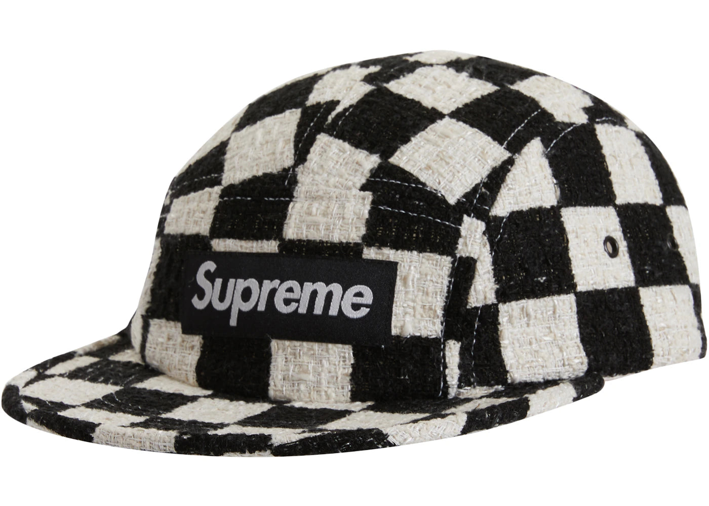 Supreme Checkerboard Boucle Camp Cap Black – Side Kicks