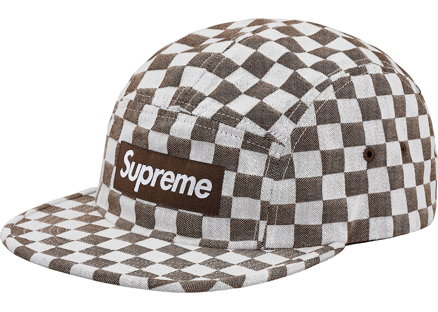 Supreme Checkerboard Camp Cap Brown – Side Kicks