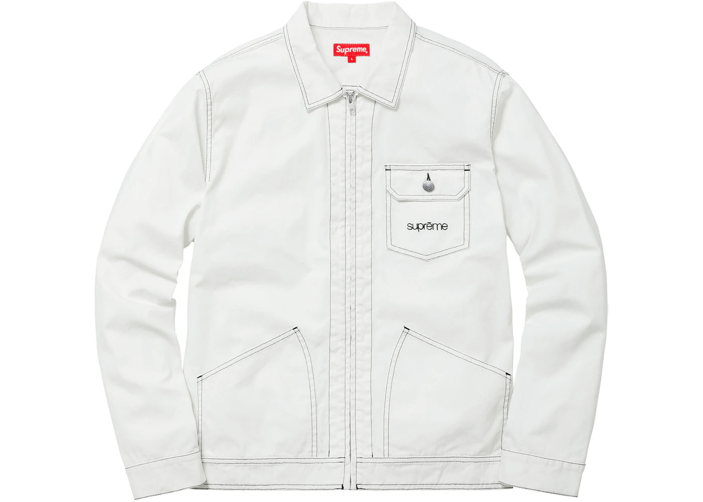 Supreme Contrast Stitch Work Jacket White – Side Kicks