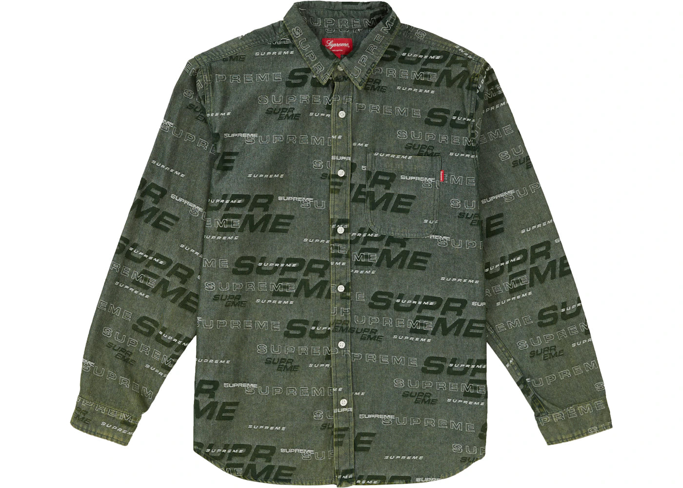Supreme Dimensions Logo Denim Shirt Green – Side Kicks