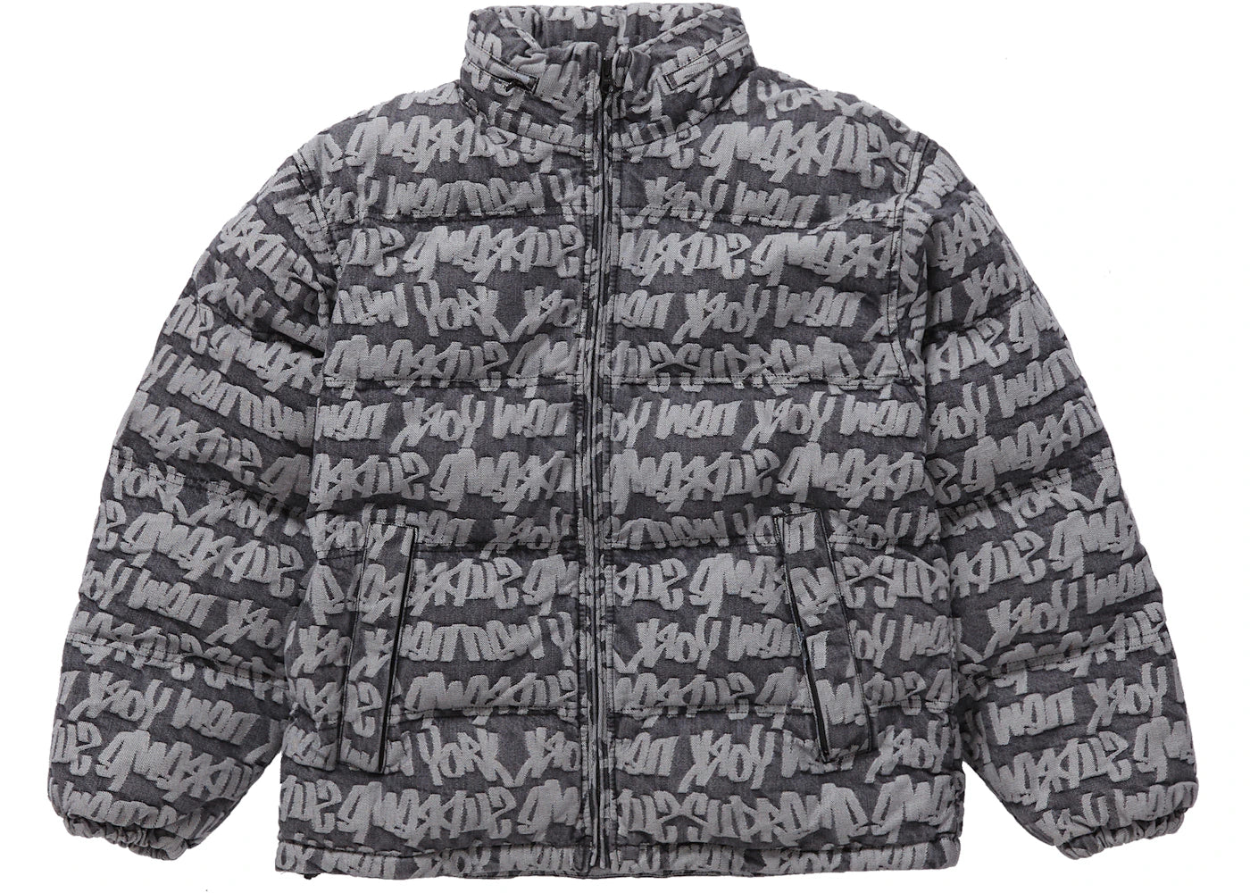 Supreme Fat Tip Jacquard Denim Puffer Jacket Black – Side Kicks