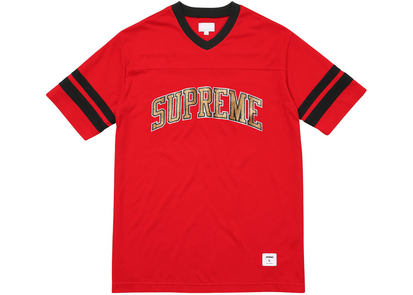 Supreme Glitter Arc Football Top Red – Side Kicks