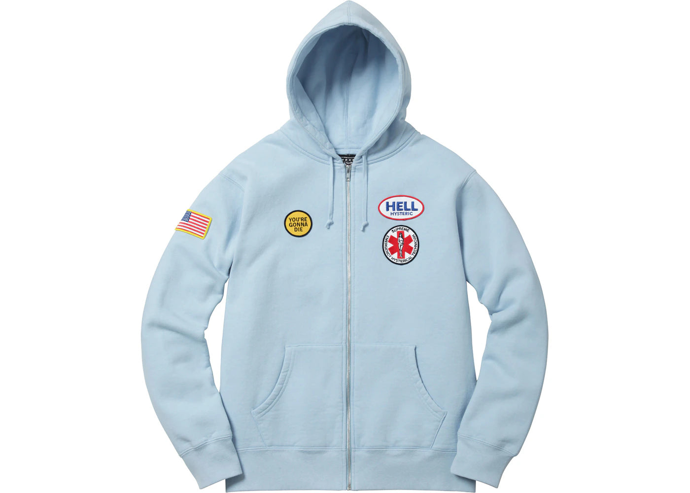 Supreme Hysteric Glamour Patches Zip Up Sweatshirt Light Blue – Side Kicks