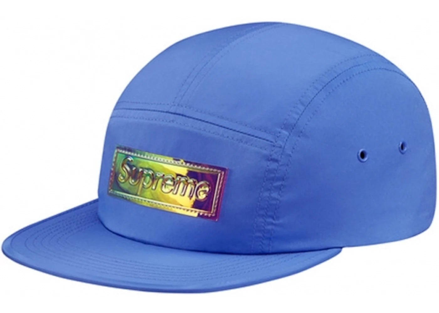 Supreme Iridescent Logo Camp Cap Light Blue – Side Kicks