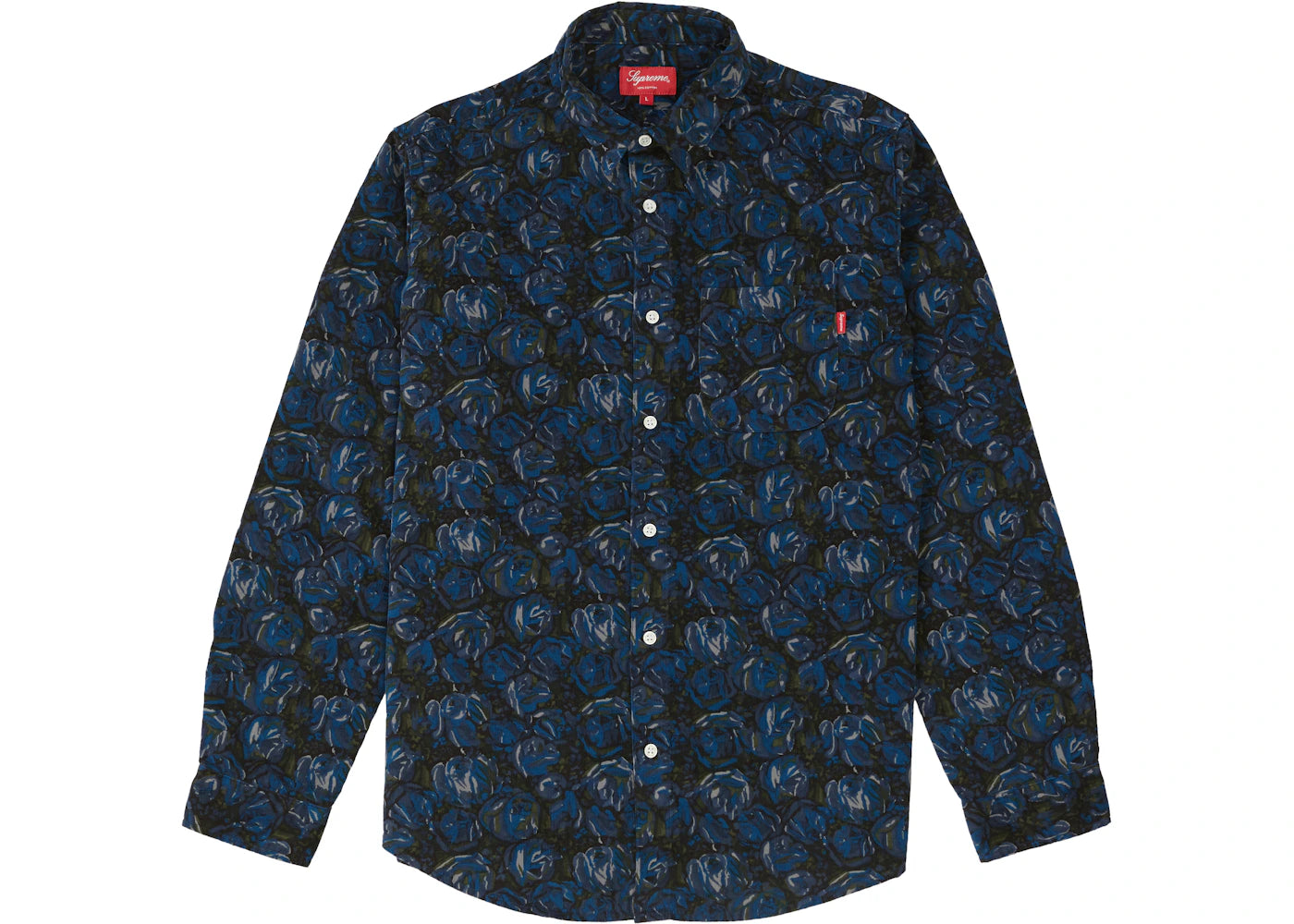 Supreme Roses Corduroy Shirt Blue – Side Kicks