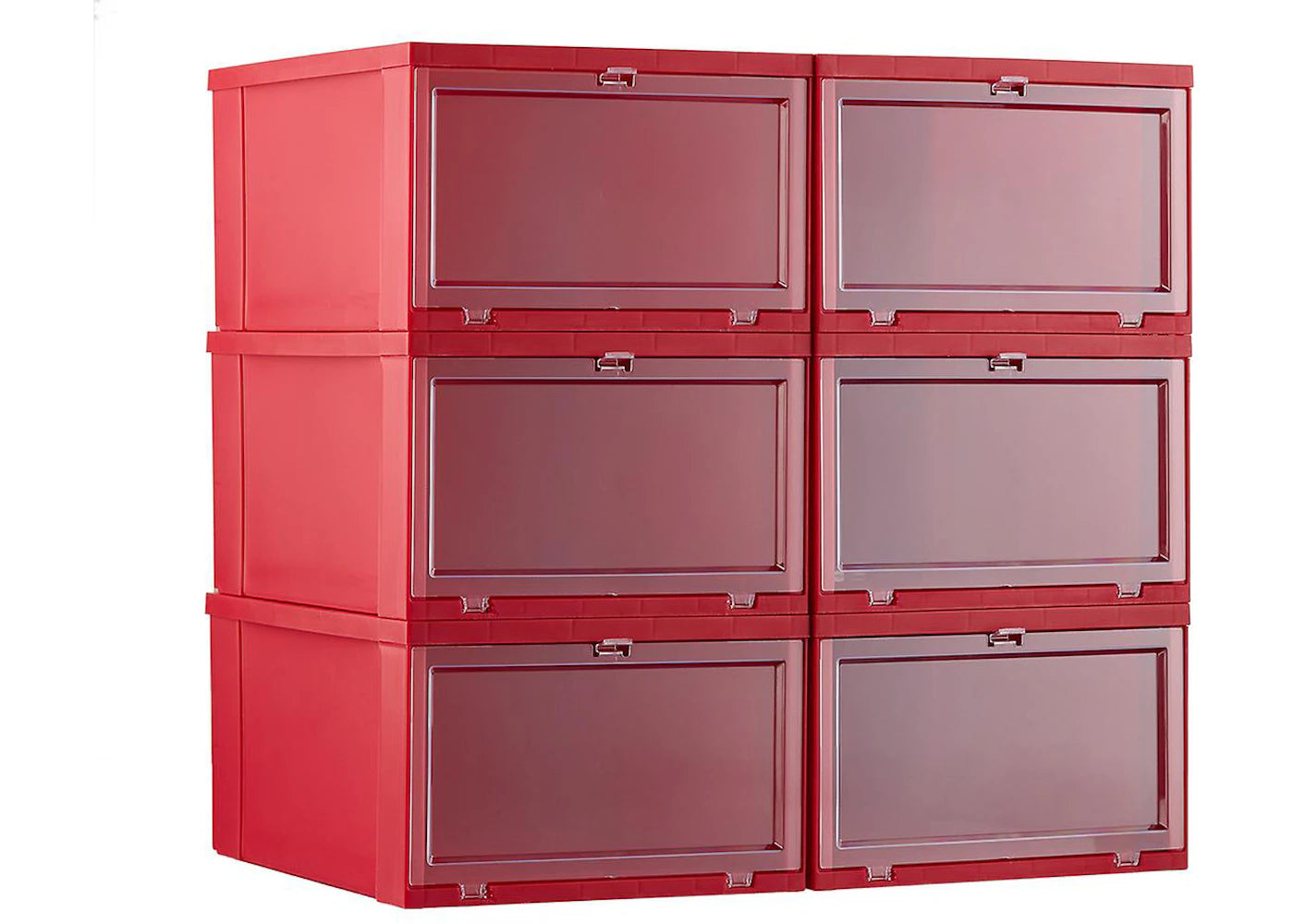The Container Store Large Drop Front Sneaker Storage Box 6-Pack Red ...