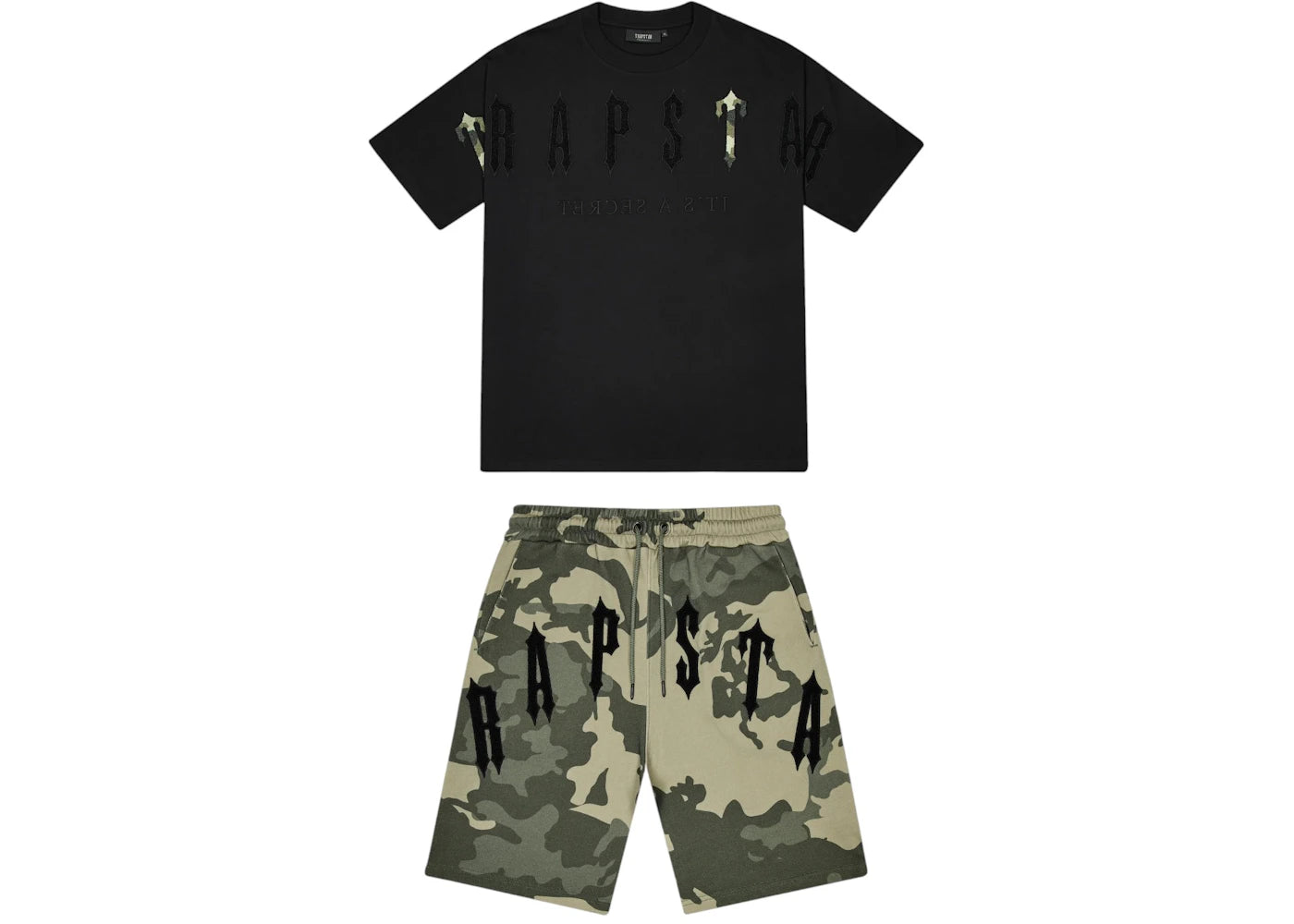 Trapstar Arch Chenille Decoded 2.0 Shorts Set Black/Camo – Side Kicks