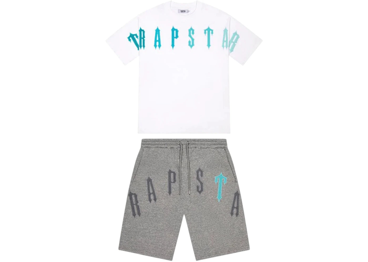 Trapstar Arch Chenille Decoded 2.0 Shorts Set White/Blue – Side Kicks