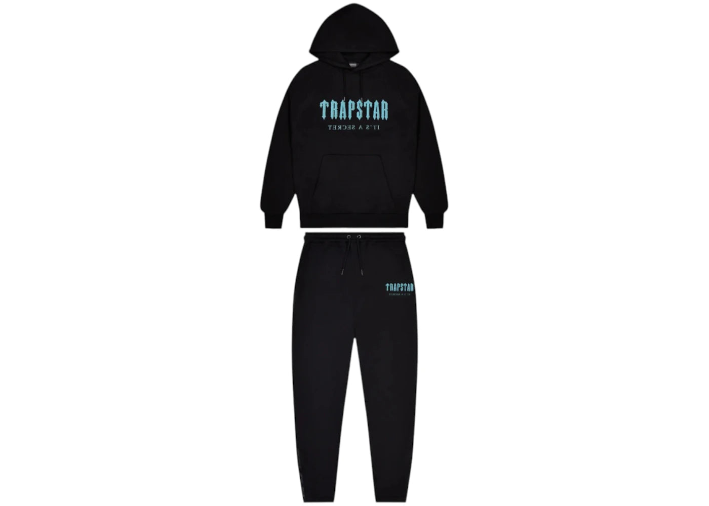Trapstar Chenille Decoded Hoodie Tracksuit Black/Light Blue – Side Kicks