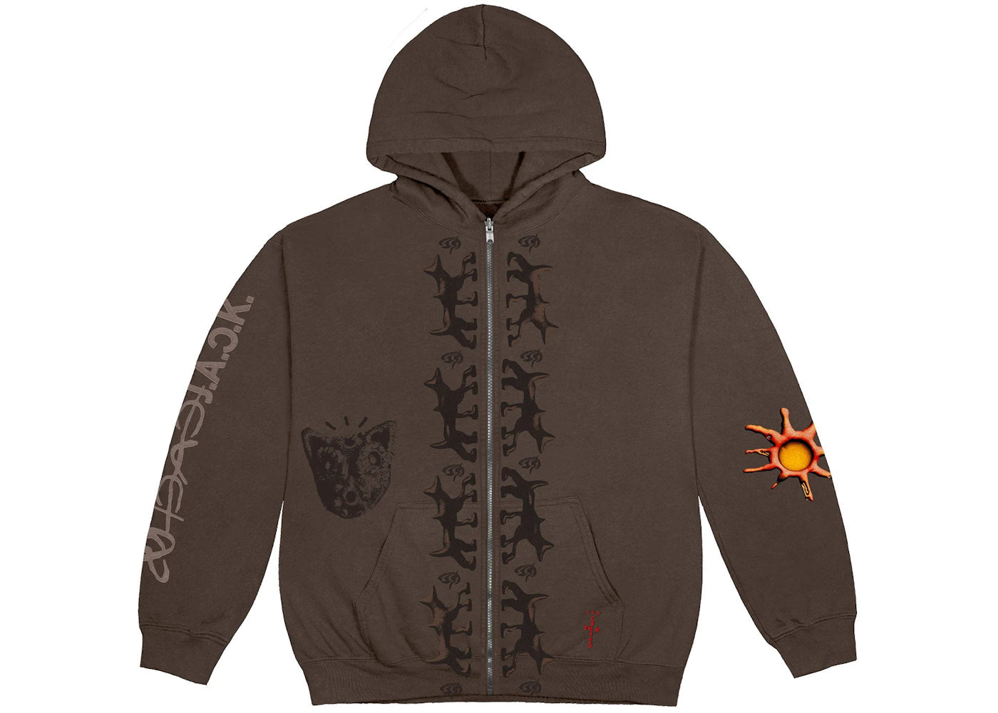 Travis Scott Reverse Dog Zip Up Hoodie Brown – Side Kicks