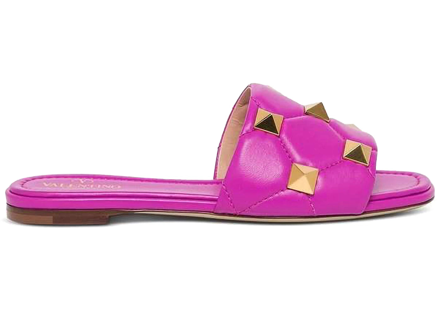 Valentino Roman Stud Flat Sandals Radiant Orchid (Women's) – Side Kicks