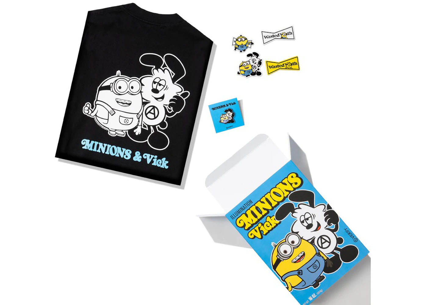 Verdy x Minions Pin Sticker T-Shirt Box Set Black – Side Kicks