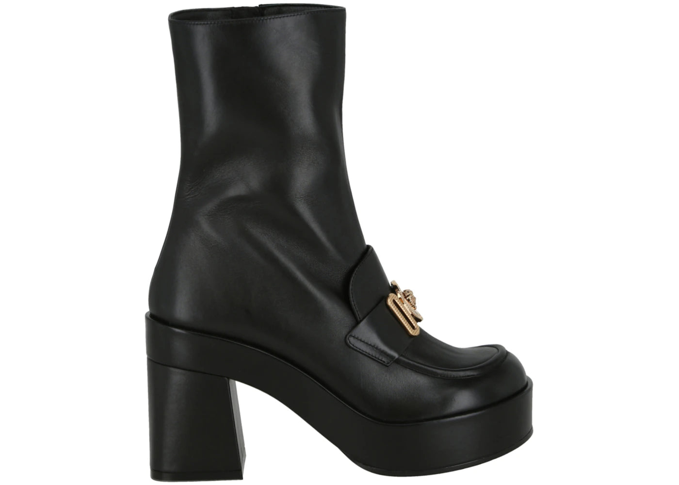 Versace Medusa Chain Booties Black Leather (Women's) – Side Kicks