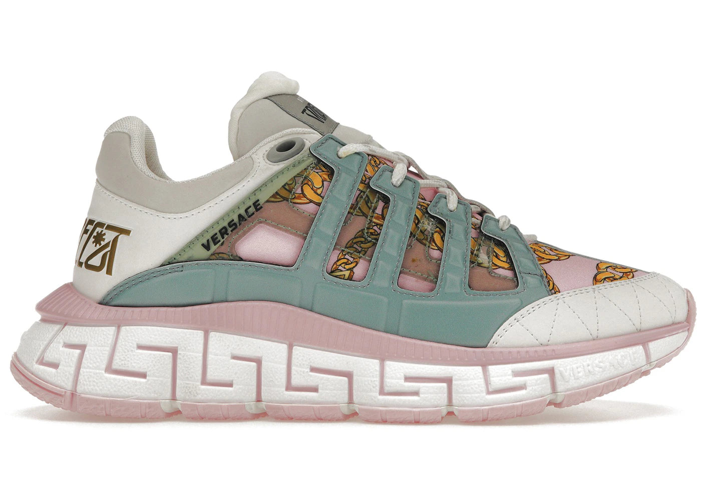 Versace Trigreca Chain Print White Pink Green – Side Kicks