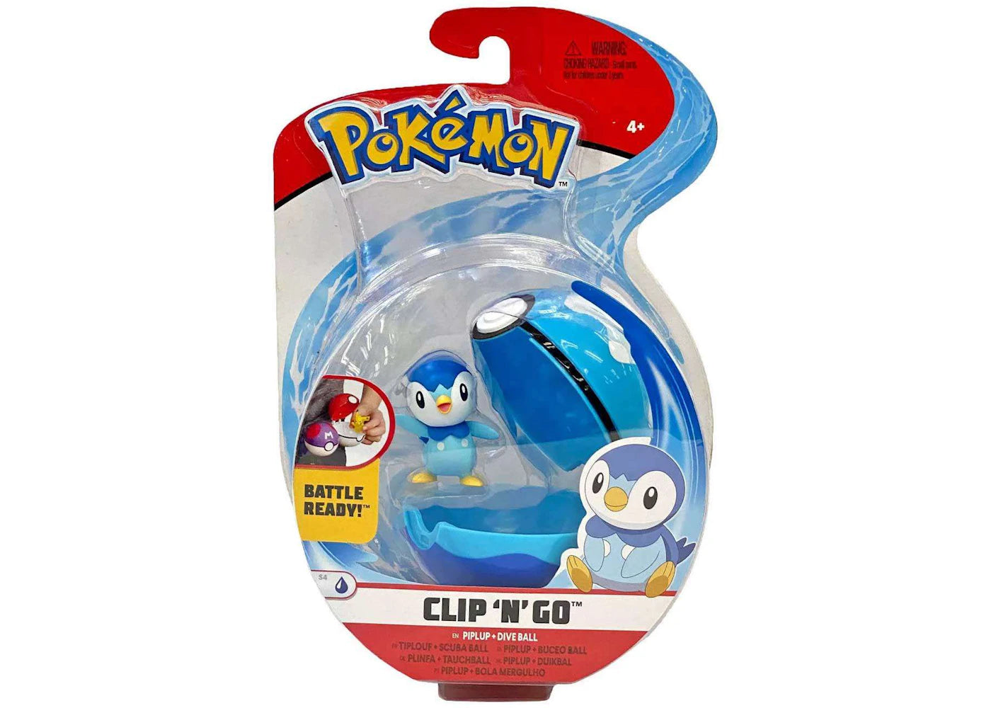 Wicked Cool Toys Pokemon Clip 'N' Go Piplup & Dive Ball Figure Set ...