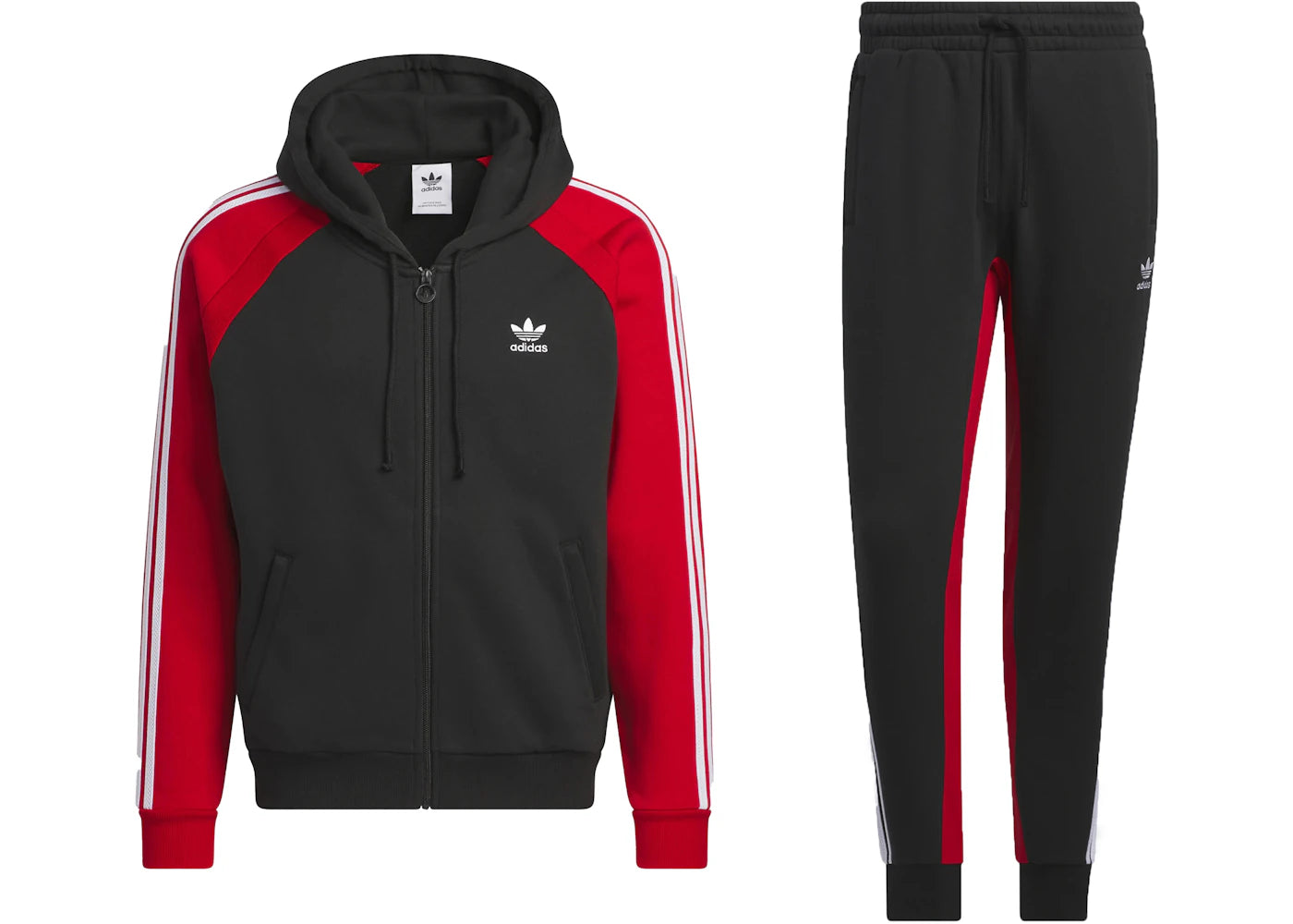 adidas SST Fleece Track Jacket & Pant Set Black/Shadow Red – Side Kicks